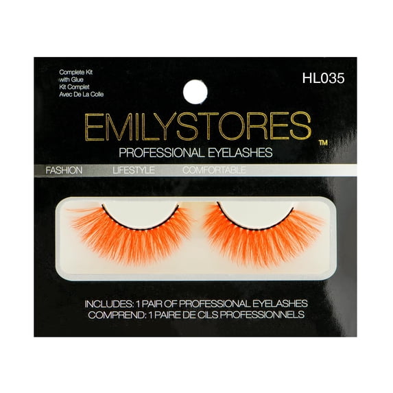 JUNXIAO-Orange Eyelashes Colored Halloween Lashes For Mad Hatter ...