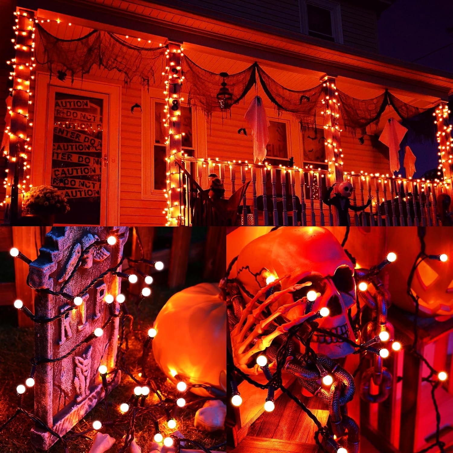 JUNXIAO-Orange Halloween Lights, 66ft 200 LED Orange Lights String ...