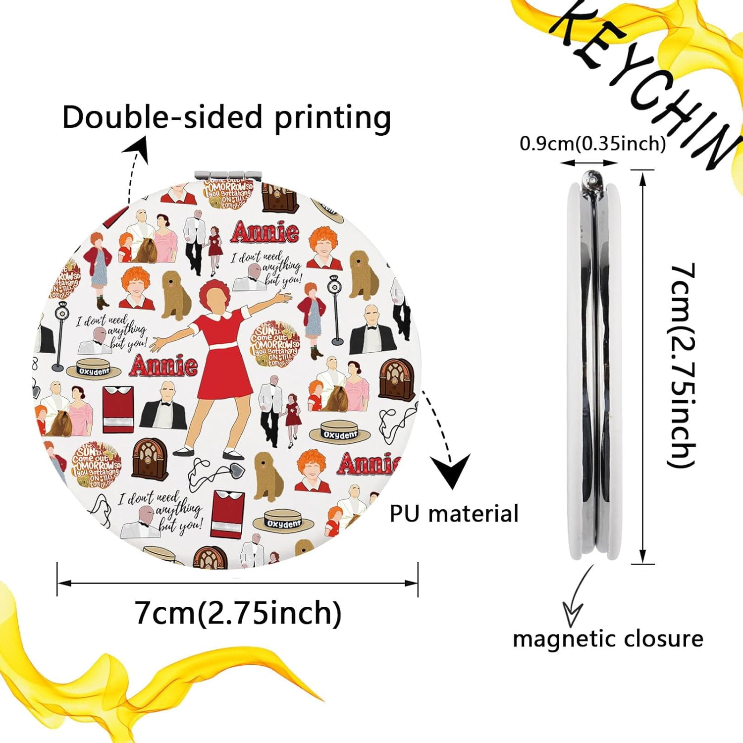 JUNXIAO-Orphans Annie Pocket Mirror Musical Gifts You're Never Fully ...