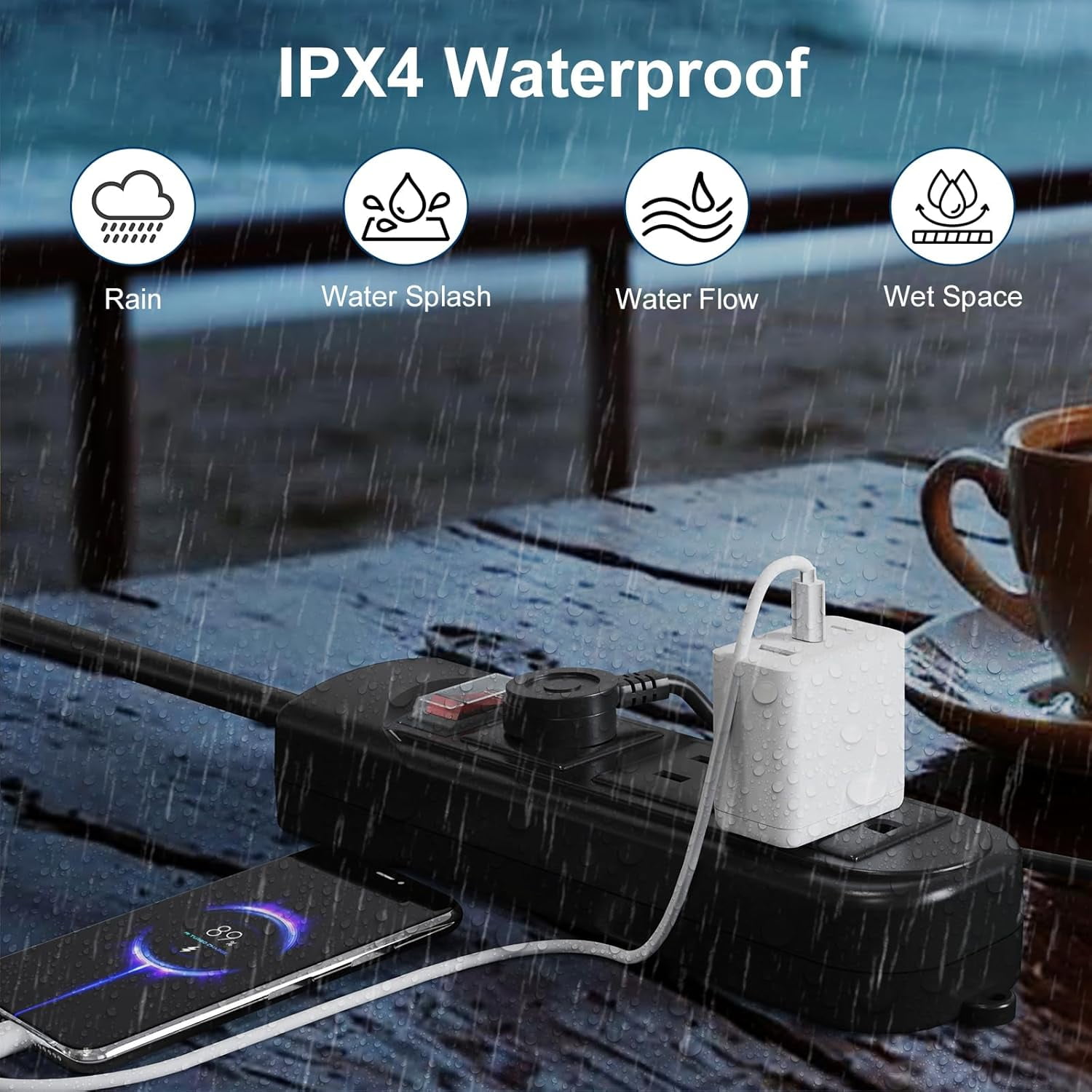 JUNXIAO-Outdoor Power Strip Weatherproof, 25FT Heavy Duty Outdoor ...