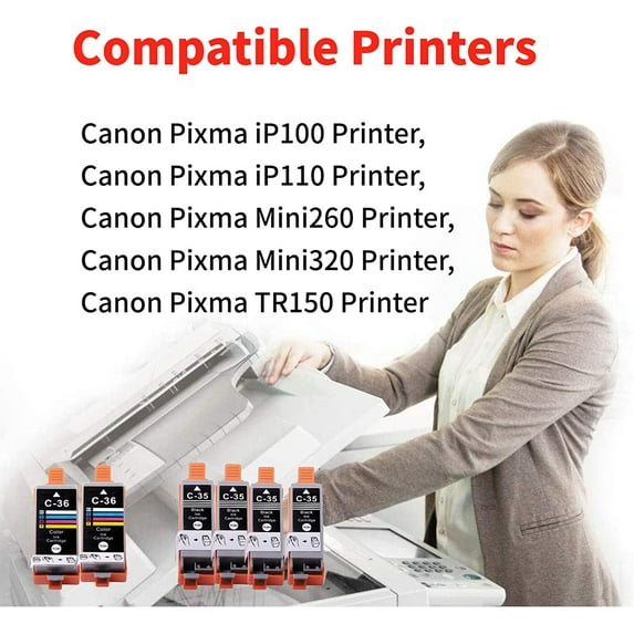 JUNXIAO-PGI-35 BK Ink Cartridge for 35 36 Ink Compatible with PIXMA ...