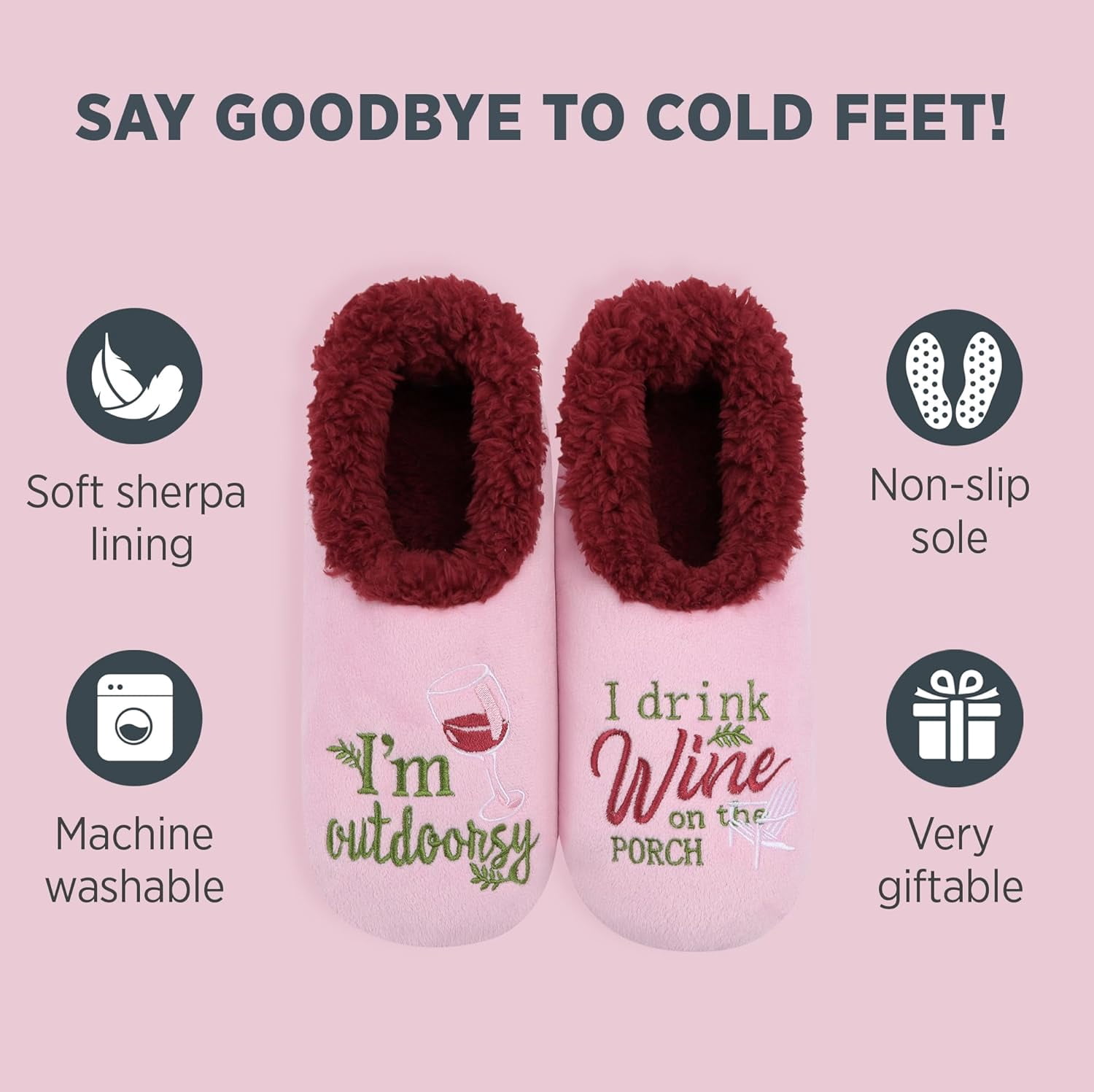 JUNXIAO-Pairables Wine Slippers for Women Indoor, Funny Slipper Socks ...