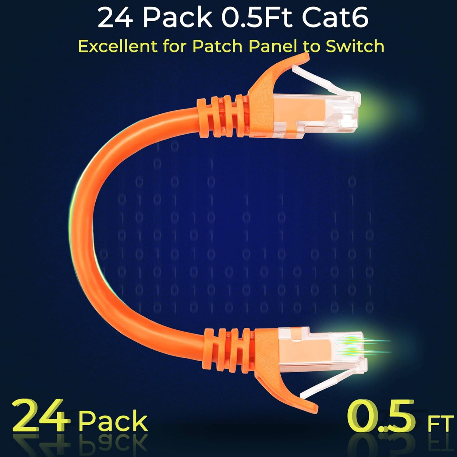 JUNXIAO-Patch Cables Cat6 0.5ft (24 Pack), Ethernet Patch Cable 10G ...