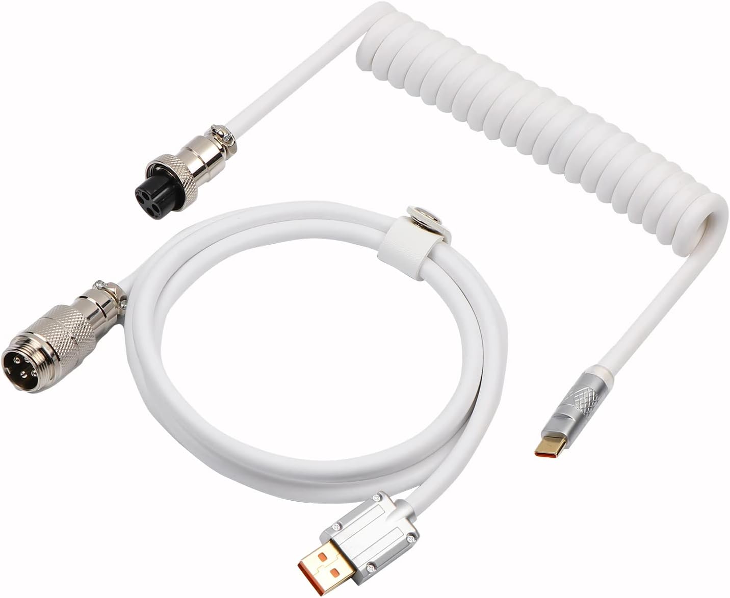 JUNXIAO-Puff Aviator Coiled USB Cable, Type C Detachable Mechanical ...