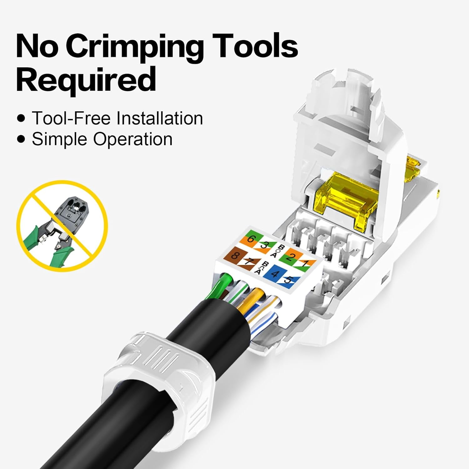 JUNXIAO-RJ45 Connector Tool-Free【EC Listed】 CAT6A Field Termination ...