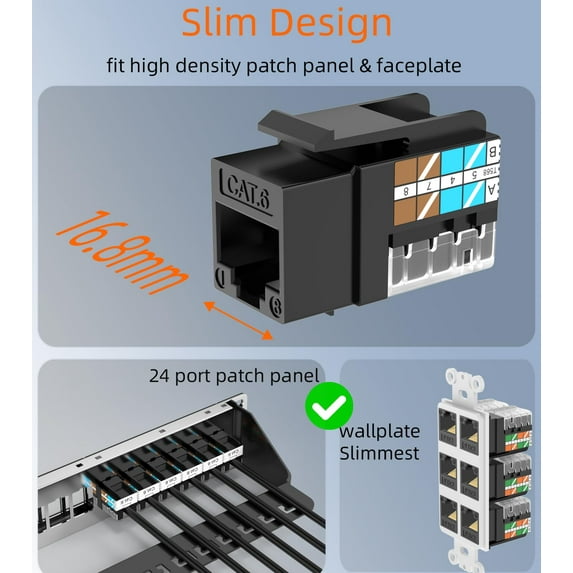 JUNXIAO-RJ45 Keystone Jack Cat6 10G Support, Cat6 Keystone Jacks UTP 50 ...