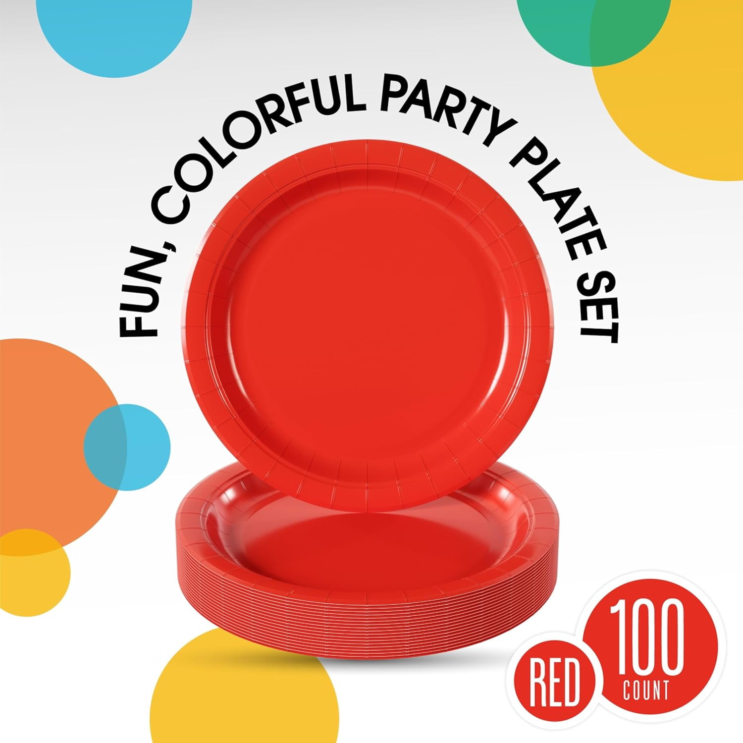 JUNXIAO-Red Paper Plates Disposable Heavy Duty 10 Inch Red Disposable ...