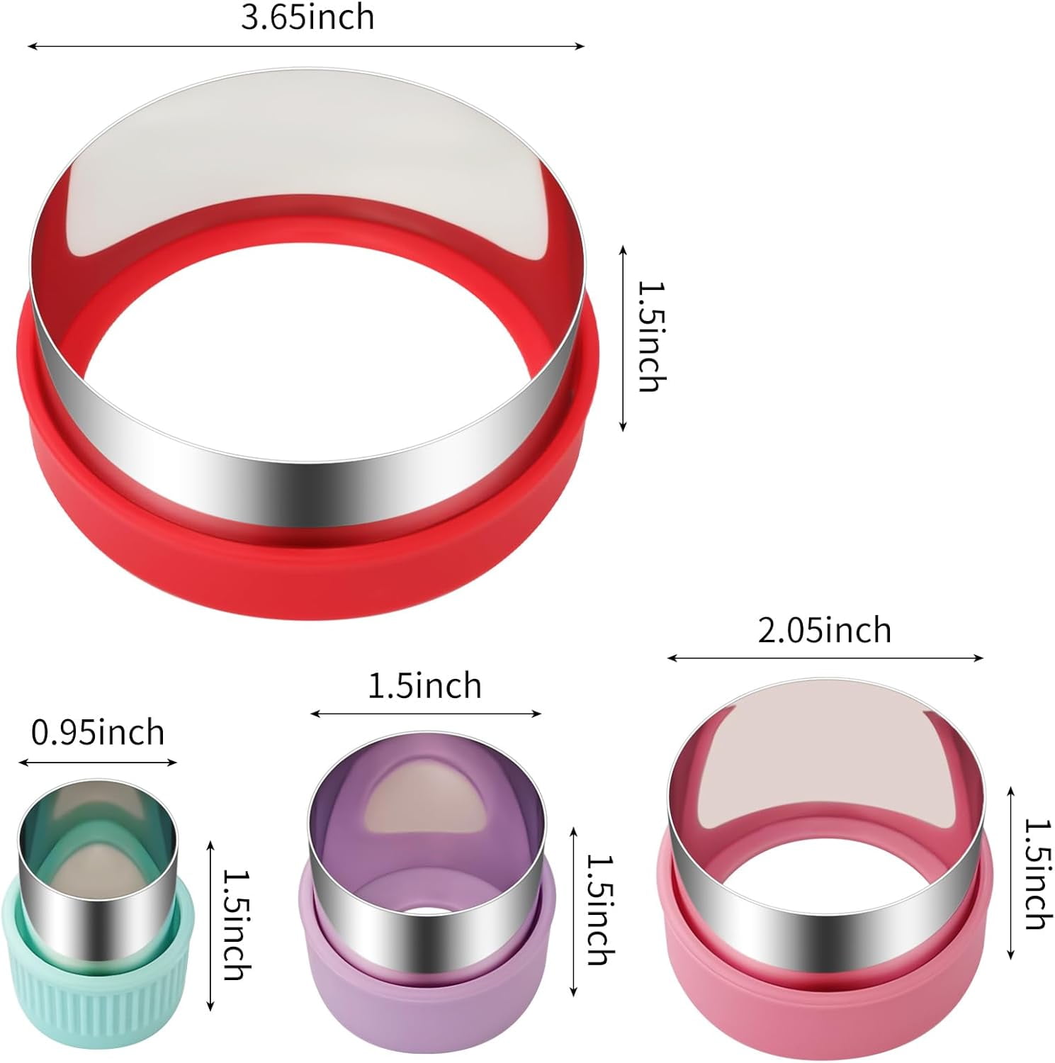 JUNXIAO-Round Cookie Cutter Set – 4 Different Sizes of Stainless Steel ...