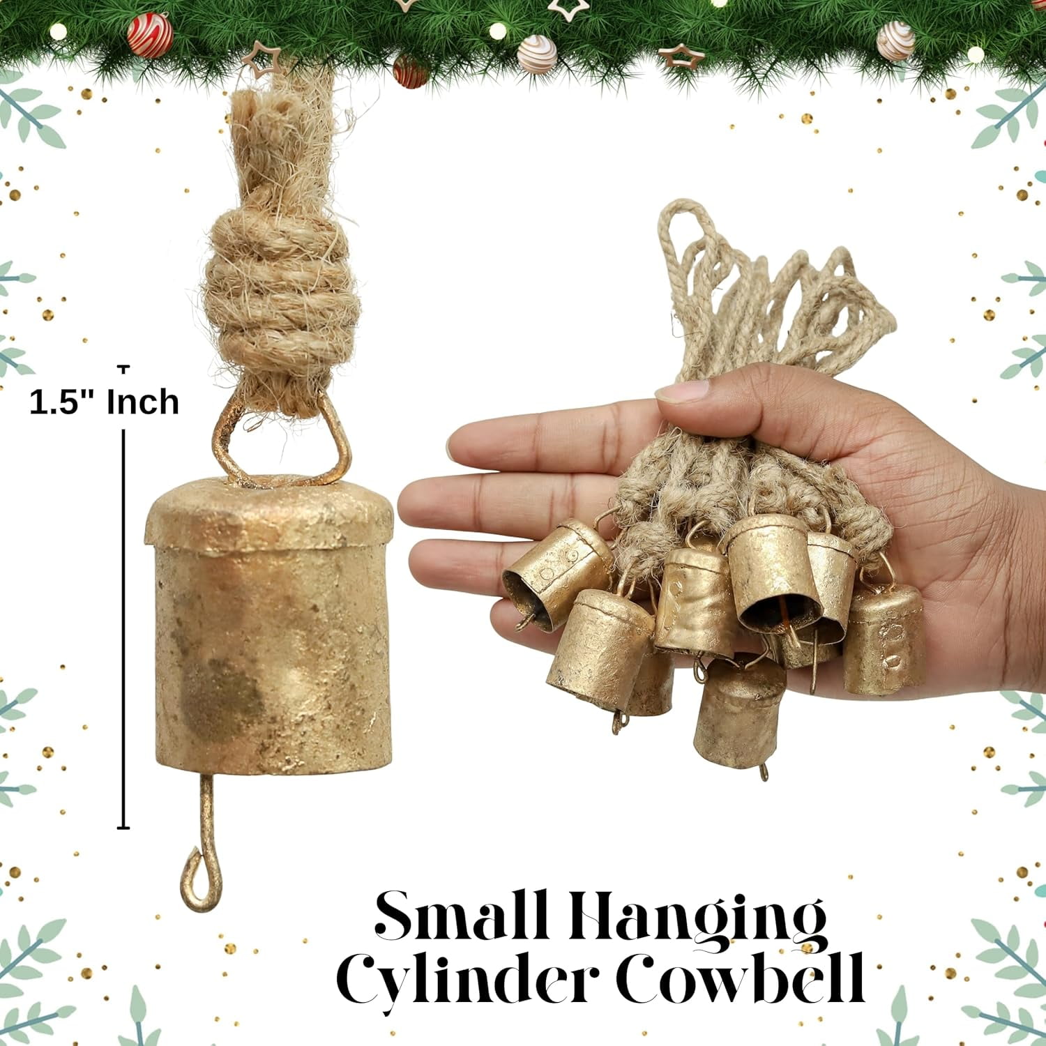 JUNXIAO-Set of 10 Cylinder Christmas Bells for Decoration - 2.2 Inch ...