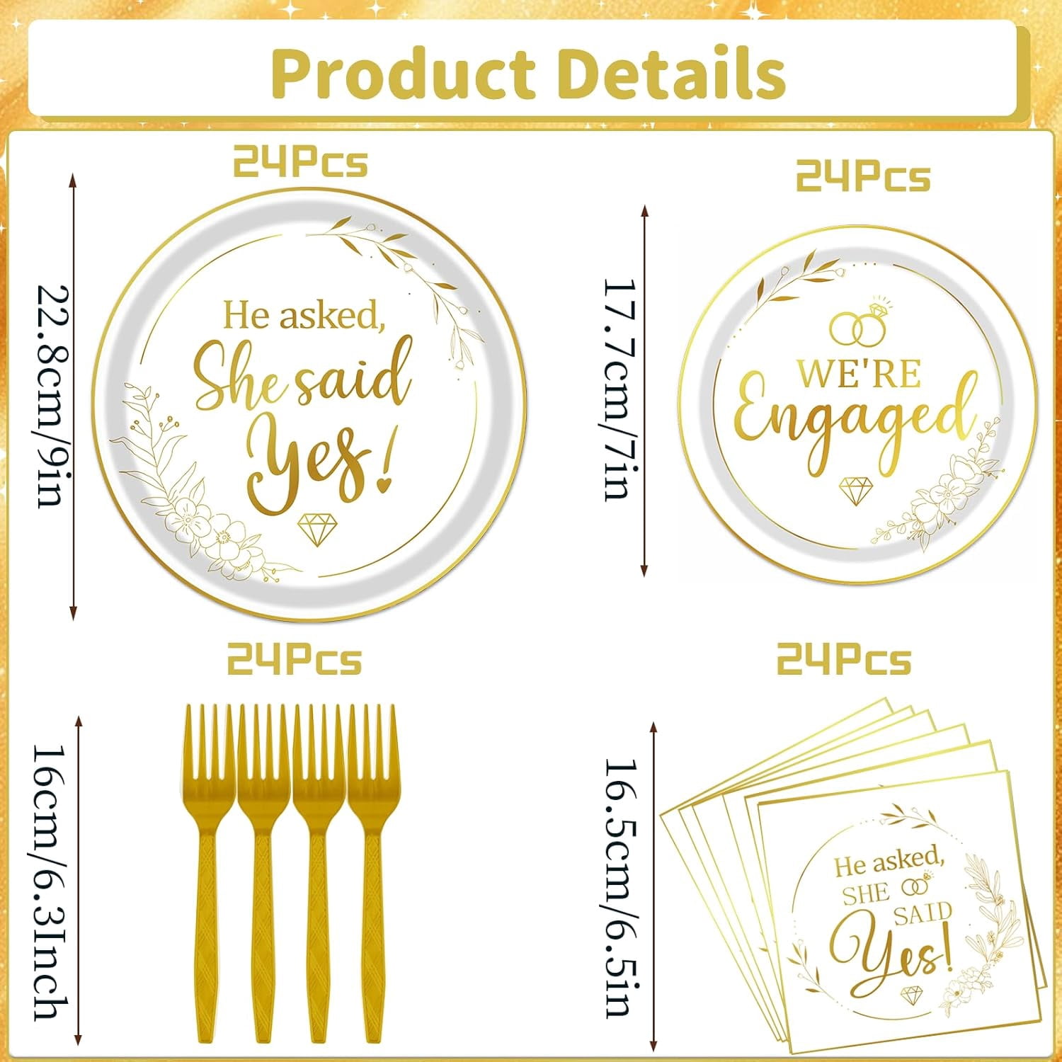 JUNXIAO-She Said Yes Decorations - 96PCS Engagement Party Decorations ...