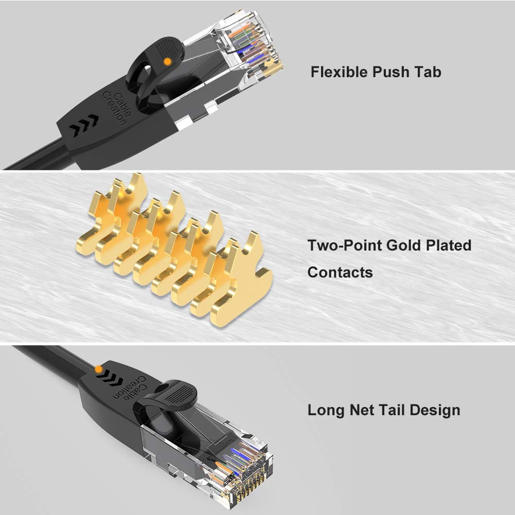 JUNXIAO-Short Cat6a Ethernet Cable 1ft,2 Pack 10Gbps RJ45 LAN Network ...