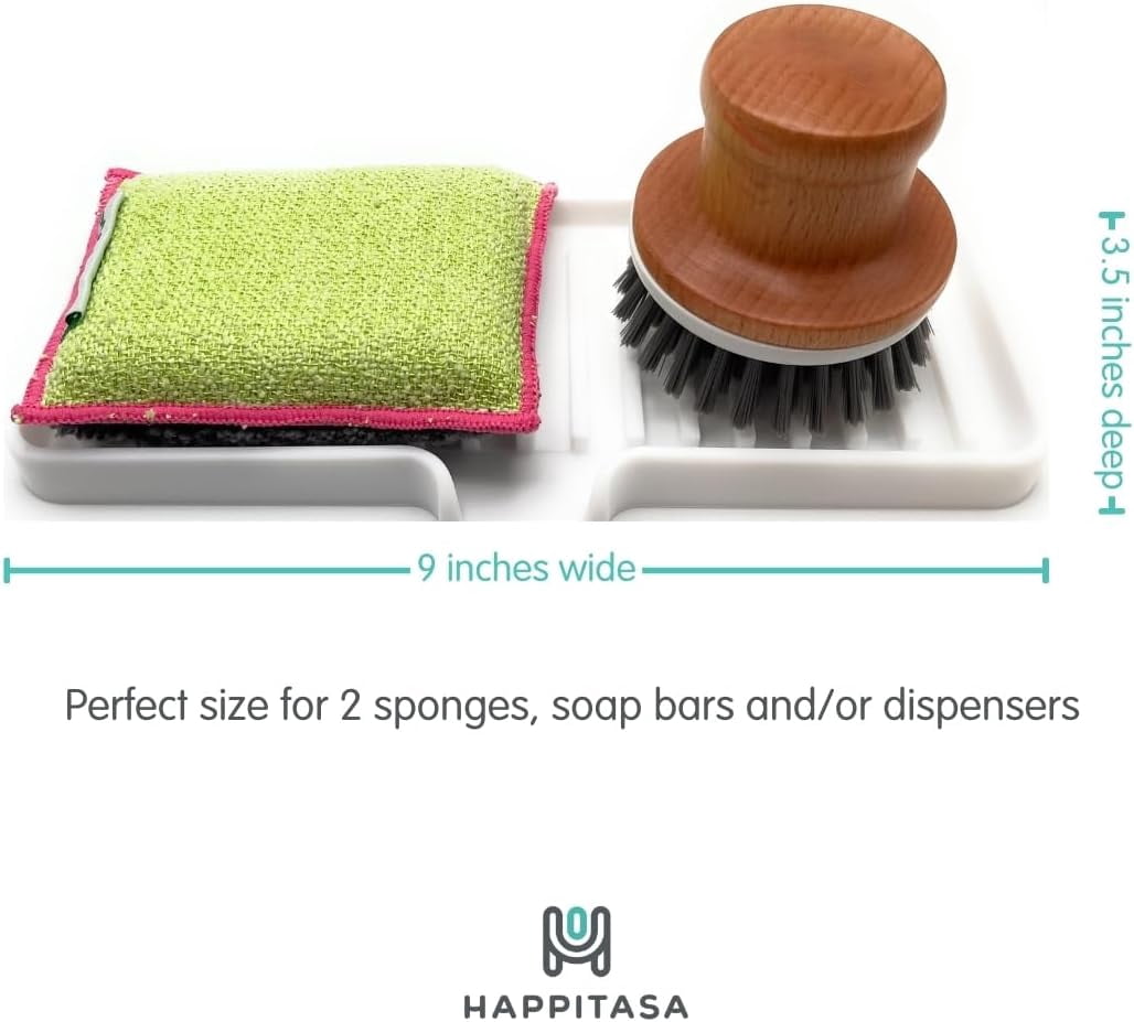 JUNXIAO-Silicone Soap Dish Tray and Sponge Holder with Drain Chute ...