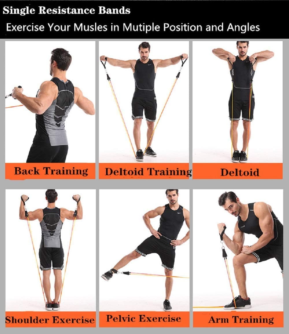 JUNXIAO-Single Resistance Bands, Workout Bands with Handles and The ...