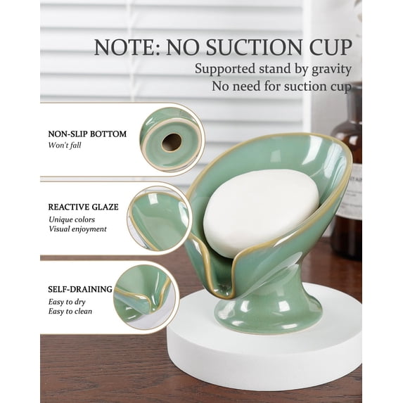 JUNXIAO-Soap Dish, Self Draining Bar Soap Holder for Bathroom Sink ...