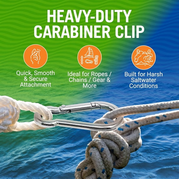 JUNXIAO-Stainless Steel Carabiner Clip, 4 Pack, 316 Marine Grade, Heavy ...