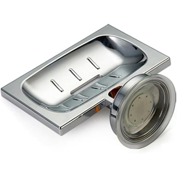JUNXIAO-Suction Cup Soap Holder for Shower Wall - Chrome Soap Dish with ...