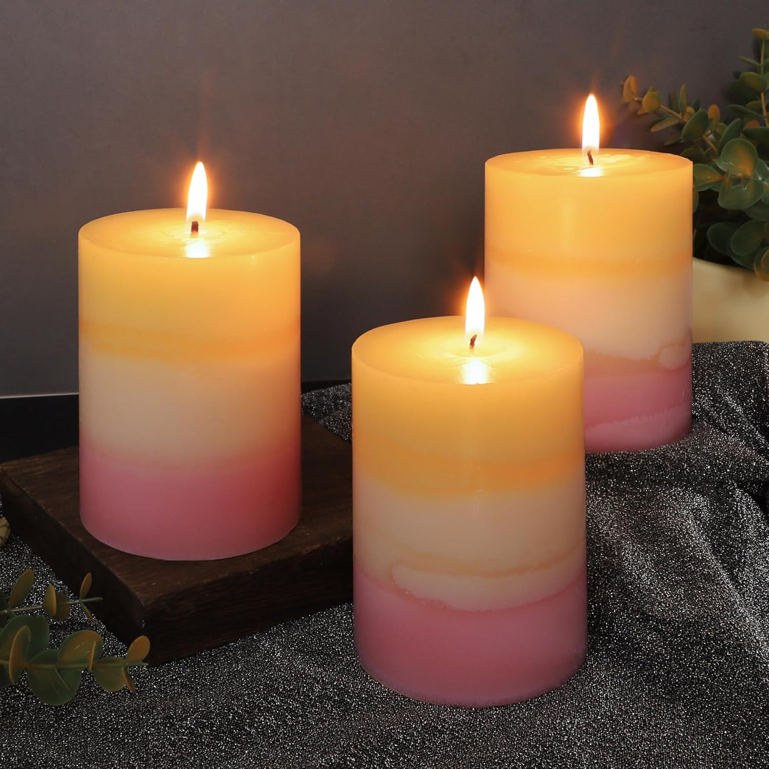 JUNXIAO-Sweet Scented Candles 3x4 Inch Pillar Candle Honeysuckle ...