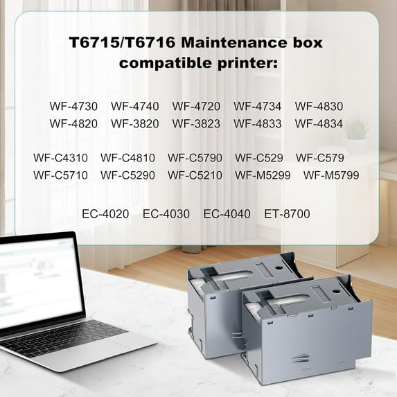 JUNXIAO-T6715 T6716 Ink Maintenance Box for Workforce Pro WF-4730 WF ...