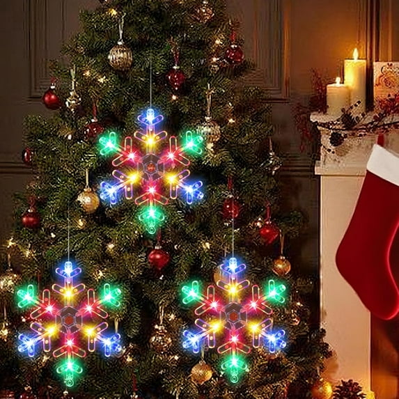 JUNXIAO-[Timer] Christmas Window Decorations, 3 PCS Snowflake Christmas ...