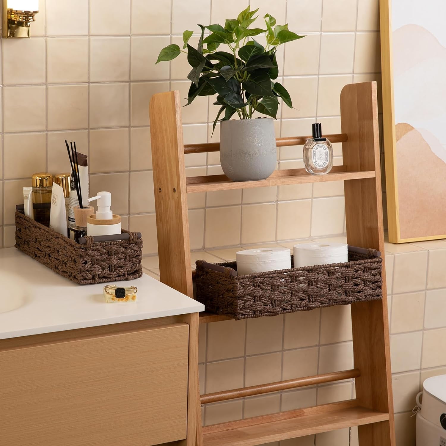JUNXIAO-Toilet Paper Baskets Handmade Paper Rope Decorative Wicker ...