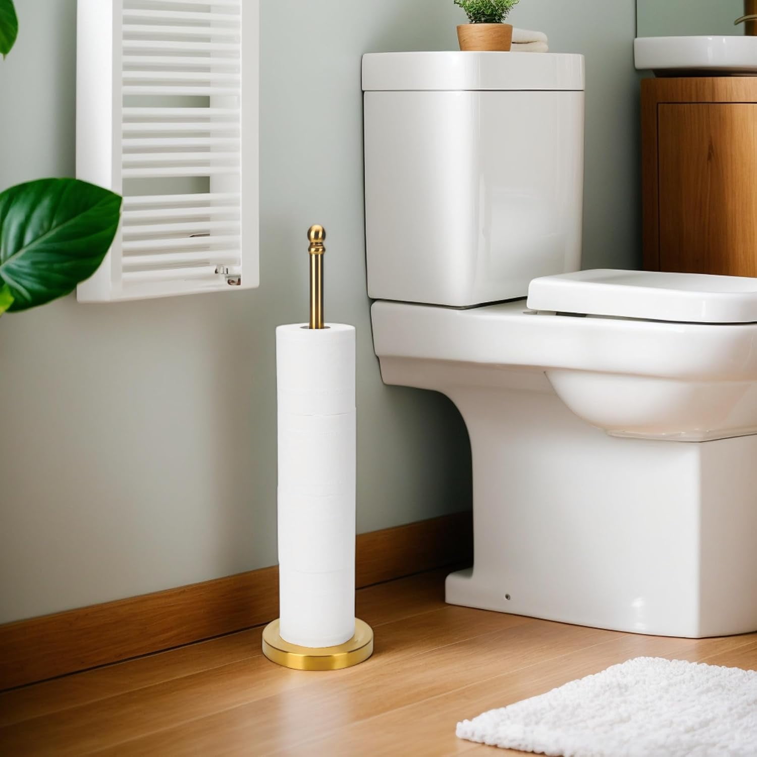 JUNXIAO-Toilet Paper Holder Stand Reserve for Bathroom, Holds 4/5 Rolls, Compact TP Roll Holder ...