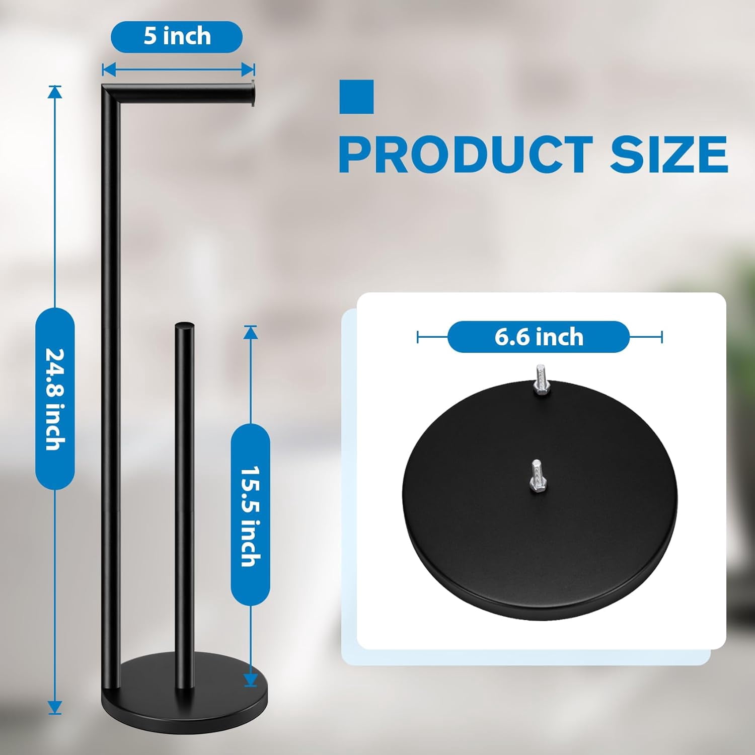 JUNXIAO-Toilet Paper Holder Stand, Toilet Paper Stand Black, Free ...