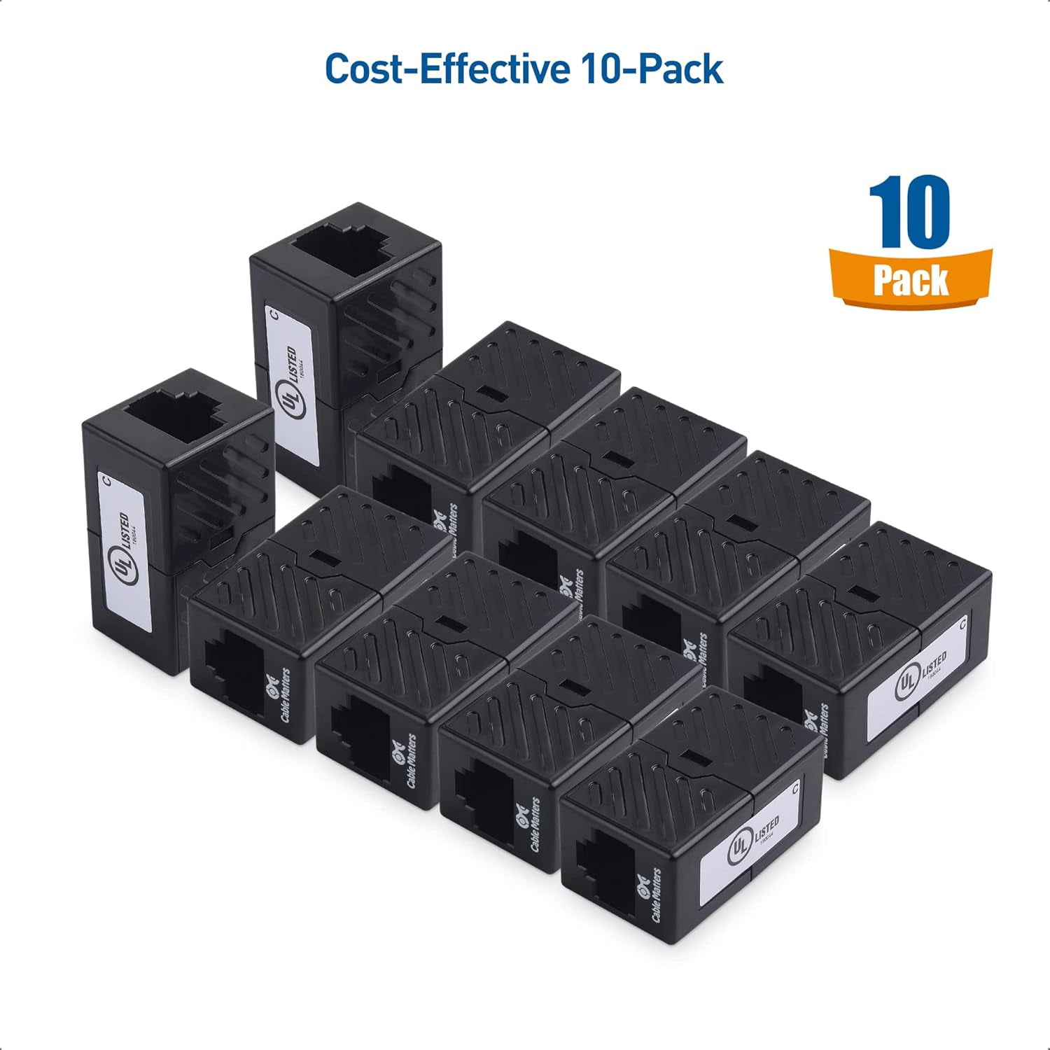 JUNXIAO-[UL Listed] 10-Pack 10Gbps Cat 6 Ethernet Coupler (RJ45 Coupler ...