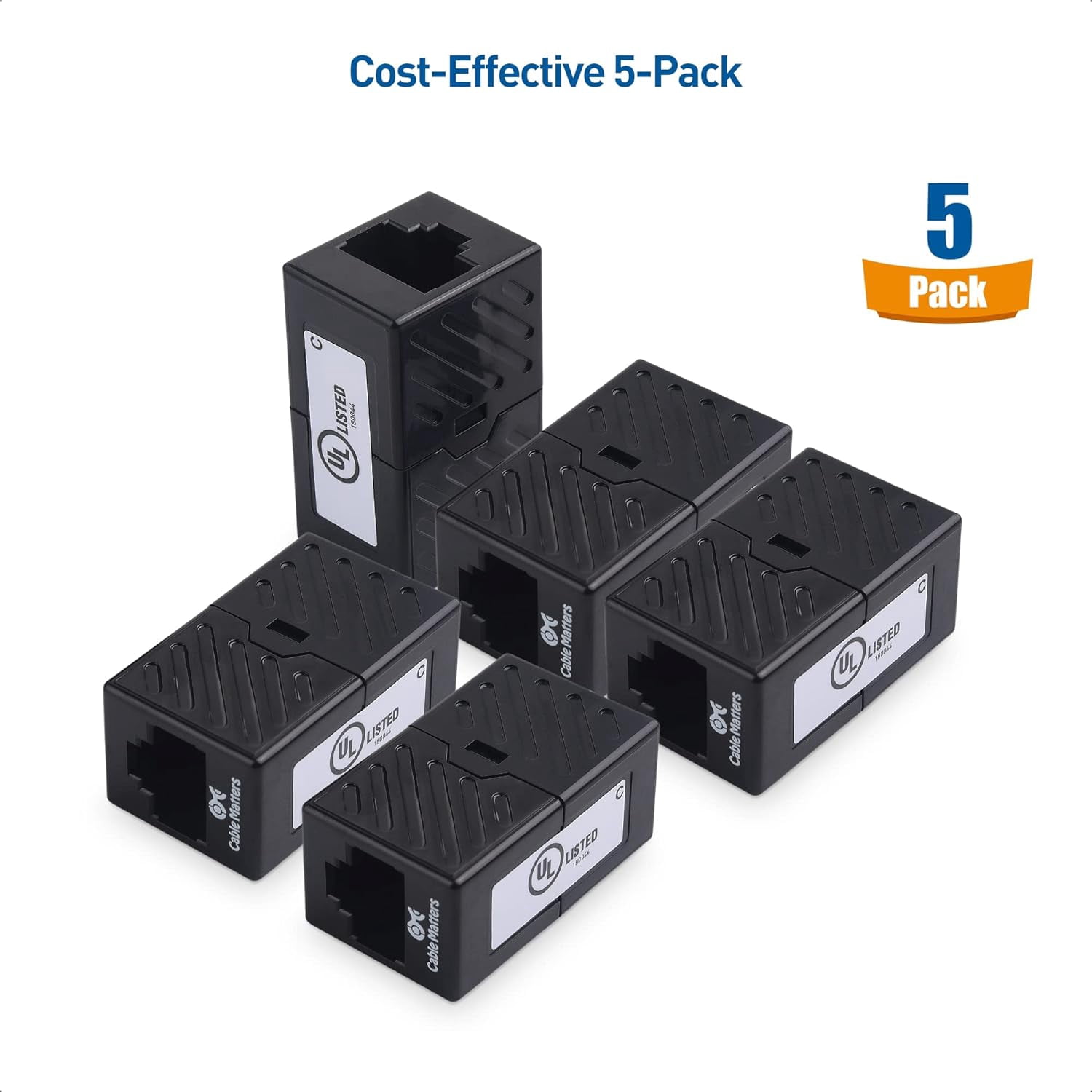 JUNXIAO-[UL Listed] 5-Pack 10Gbps Cat 6 Ethernet Coupler (RJ45 Coupler ...