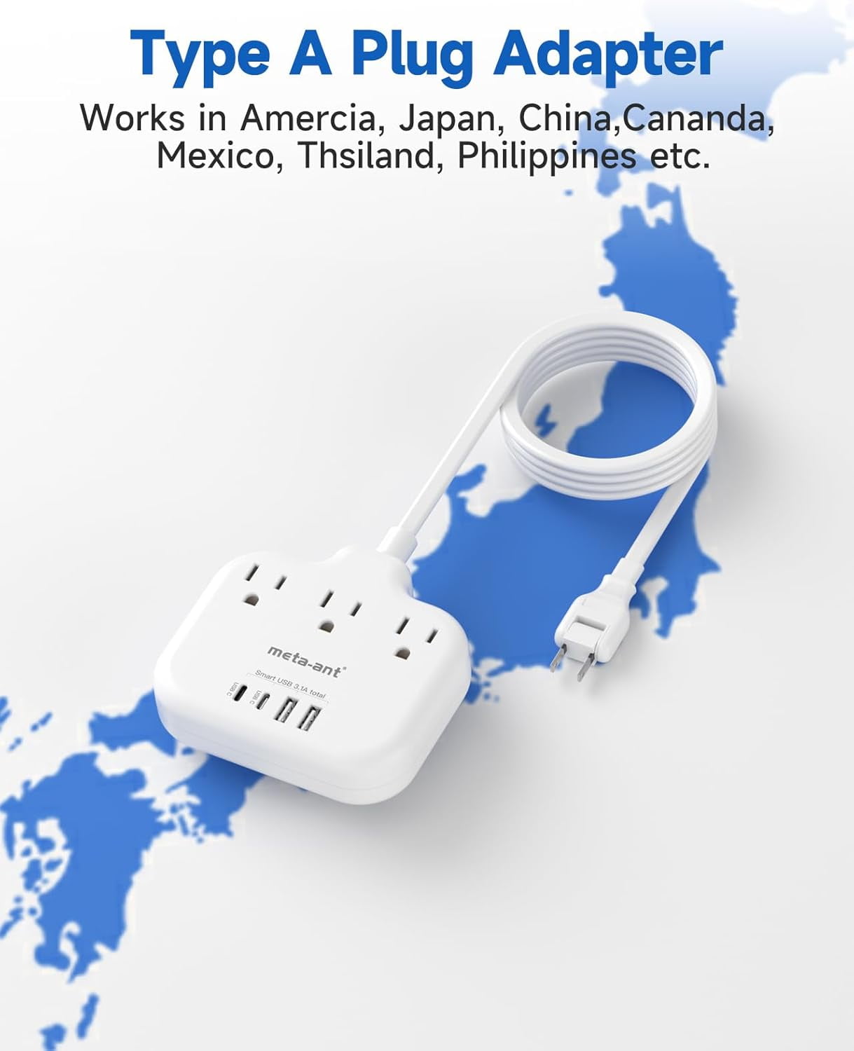 JUNXIAO-US to Japan Adapter, 2 Prong to 3 Prong Outlet Adapter with 3 ...
