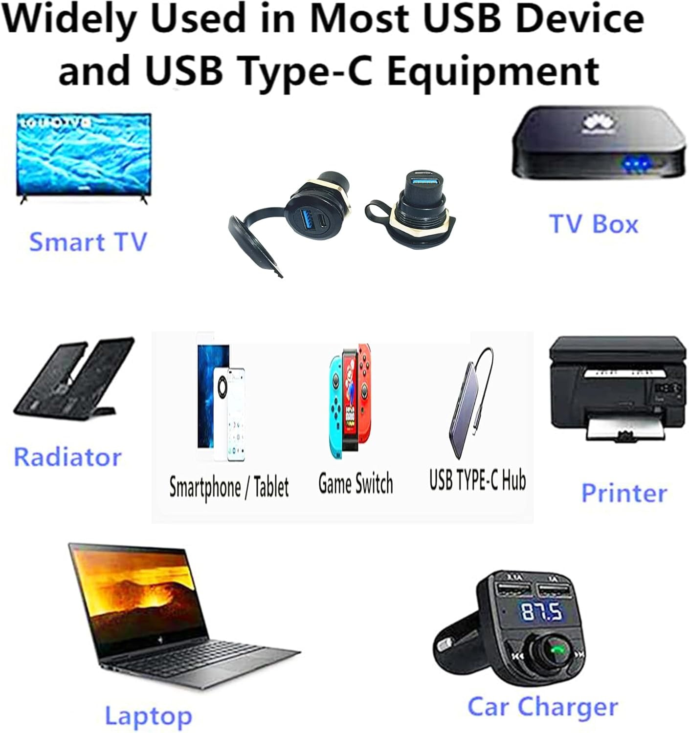 JUNXIAO-USB 3.0 Type-C 3.1 Threaded Fixed Recessed Panel Mount Adapter ...