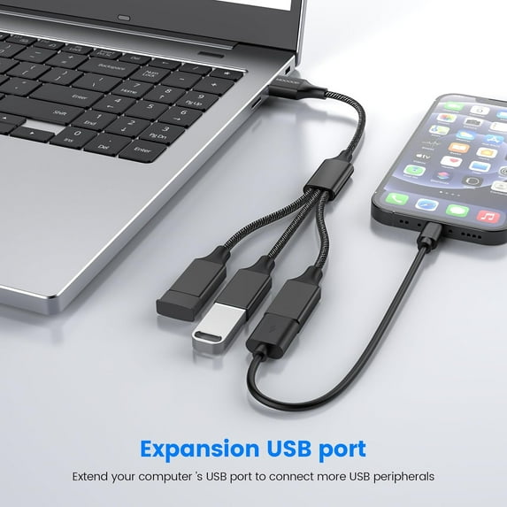 JUNXIAO-USB 3 Port Splitter Cable, USB Type B Splitter 1 Male to 3 ...