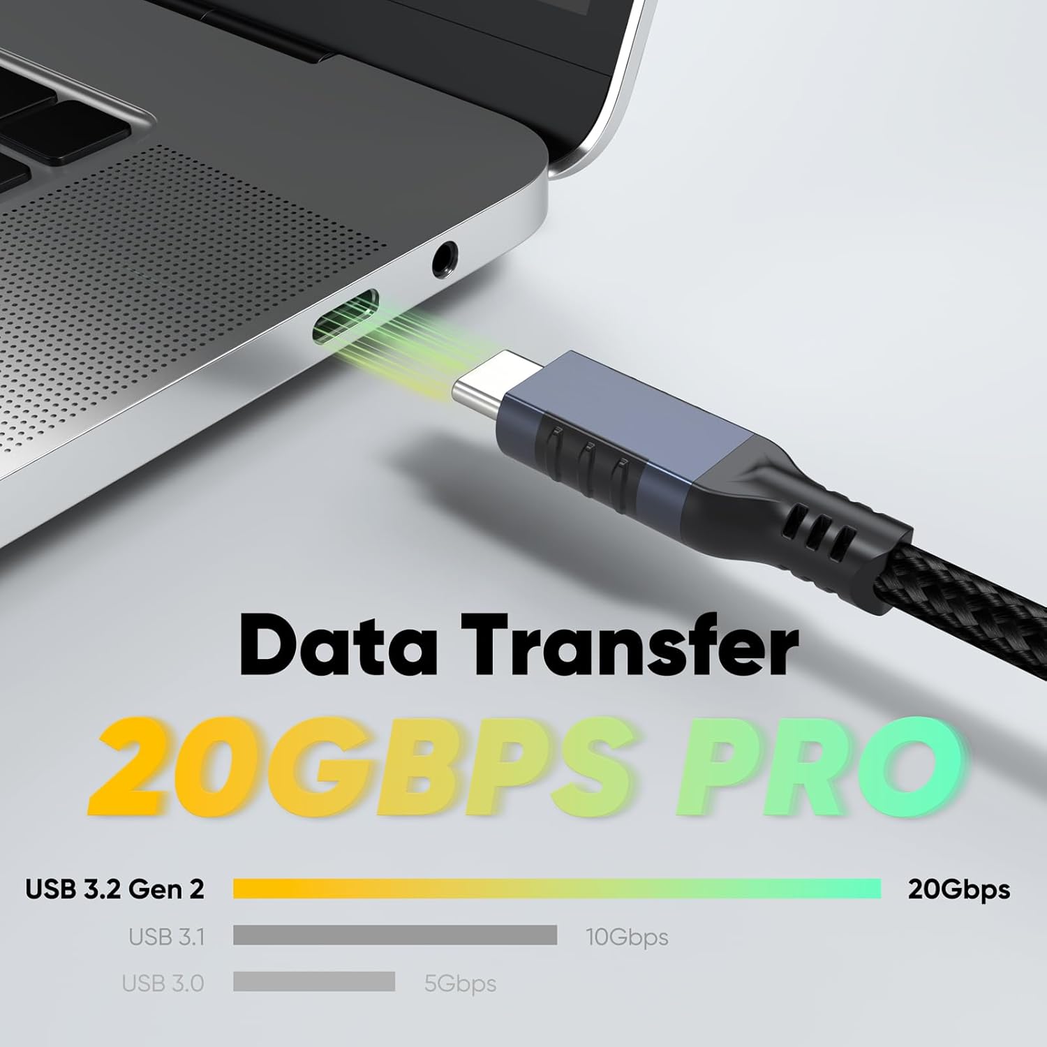 JUNXIAO-USB C Extension Cable 6ft 2Pack, 20Gbps/240W/4K@60Hz USBC ...