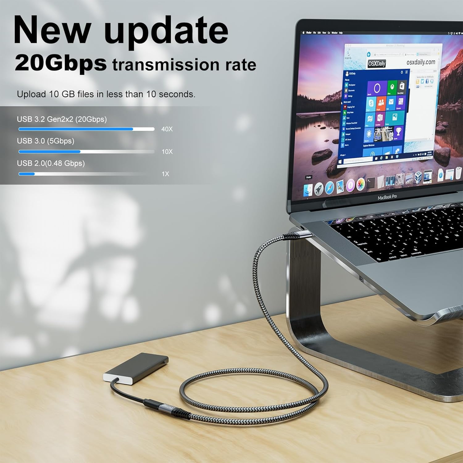 JUNXIAO-USB C Extension Extender Cable 0.82ft / 0.25M, USB Type C ...