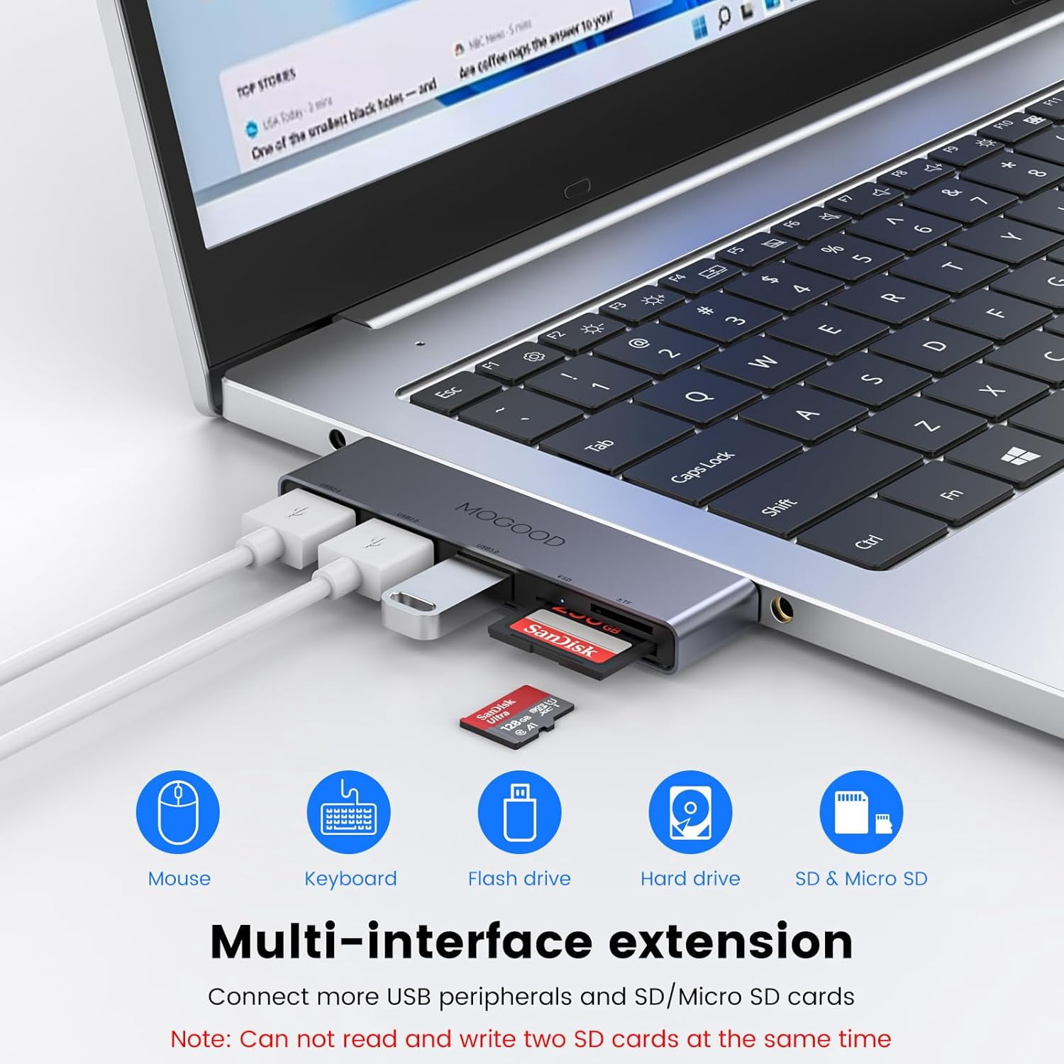 JUNXIAO-USB Hub 5 in 1 Multiport USB Adapter with 1×USB 3.0, 2×USB 2.0 ...