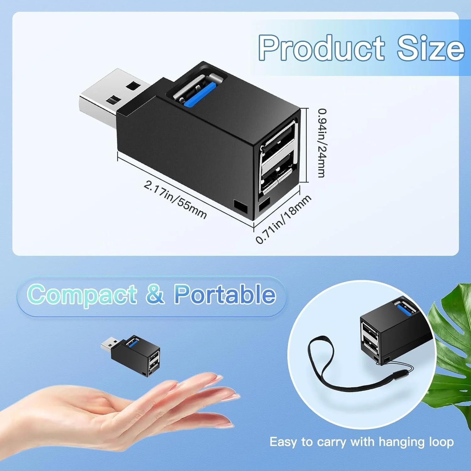 JUNXIAO-USB Hub,USB 3.0 Splitter,USB 3-Port Extender Multiport USB ...