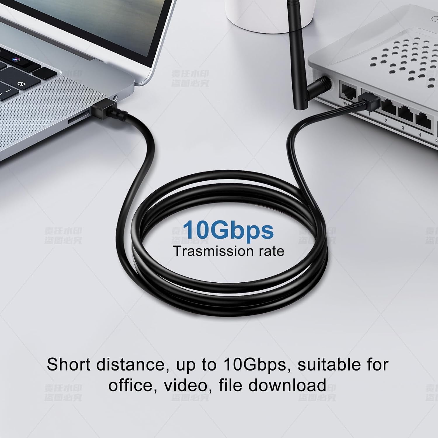 JUNXIAO-Ultra Slim Cat 6 Ethernet Cable 10 Feet, Flexible Rj45 Cat 6a ...