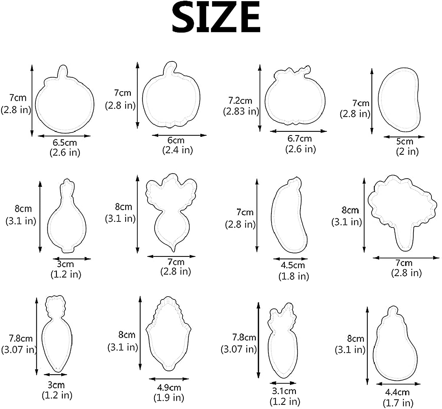 JUNXIAO-Vegetable Shaped Cookie Cutters of 12 pcs, Stainless Steel ...