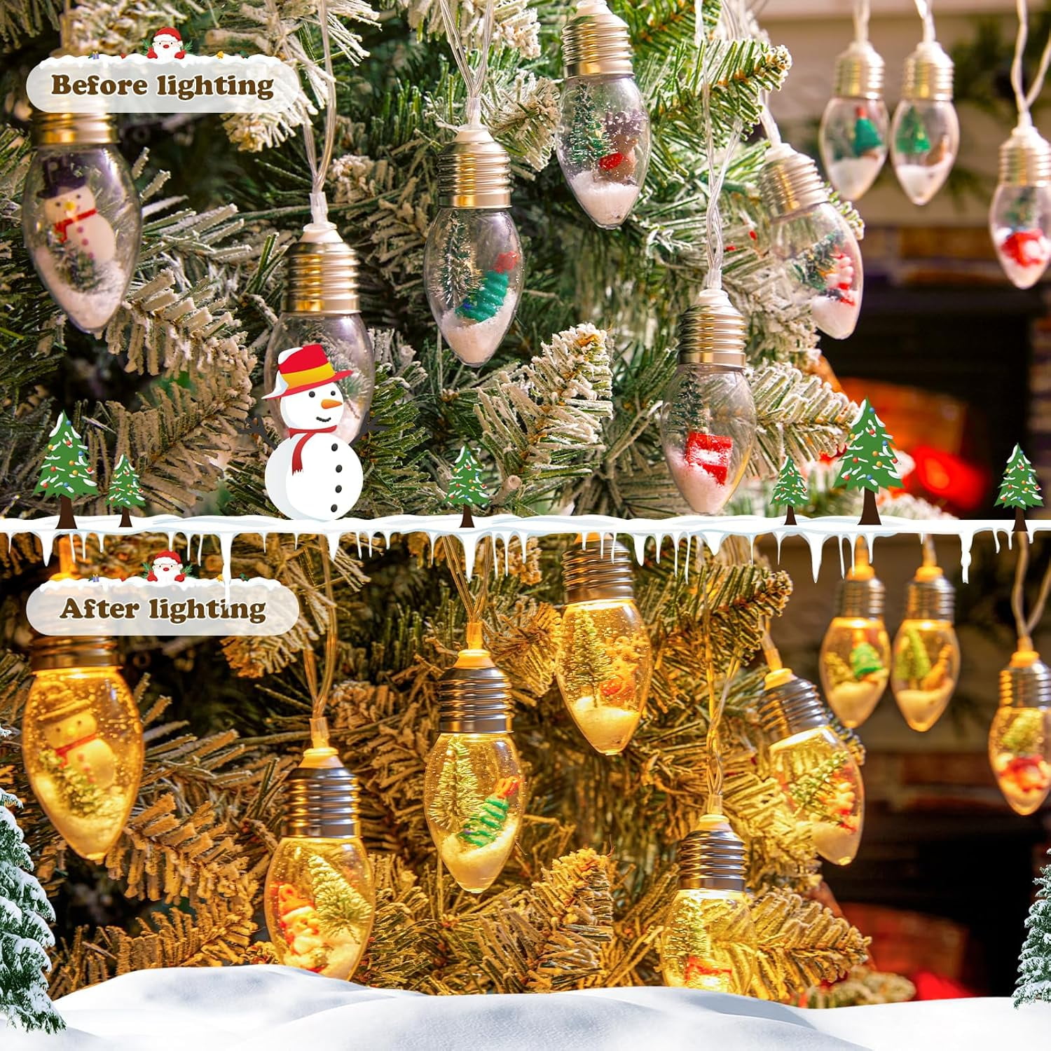 JUNXIAO-Vintage-Christmas-Lights-Indoor-String-Lights, 7.5Ft C9 ...