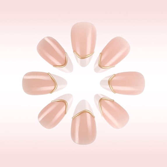 JUNXIAO-White French Tip Press on Nails Short Almond Fake Nails with ...