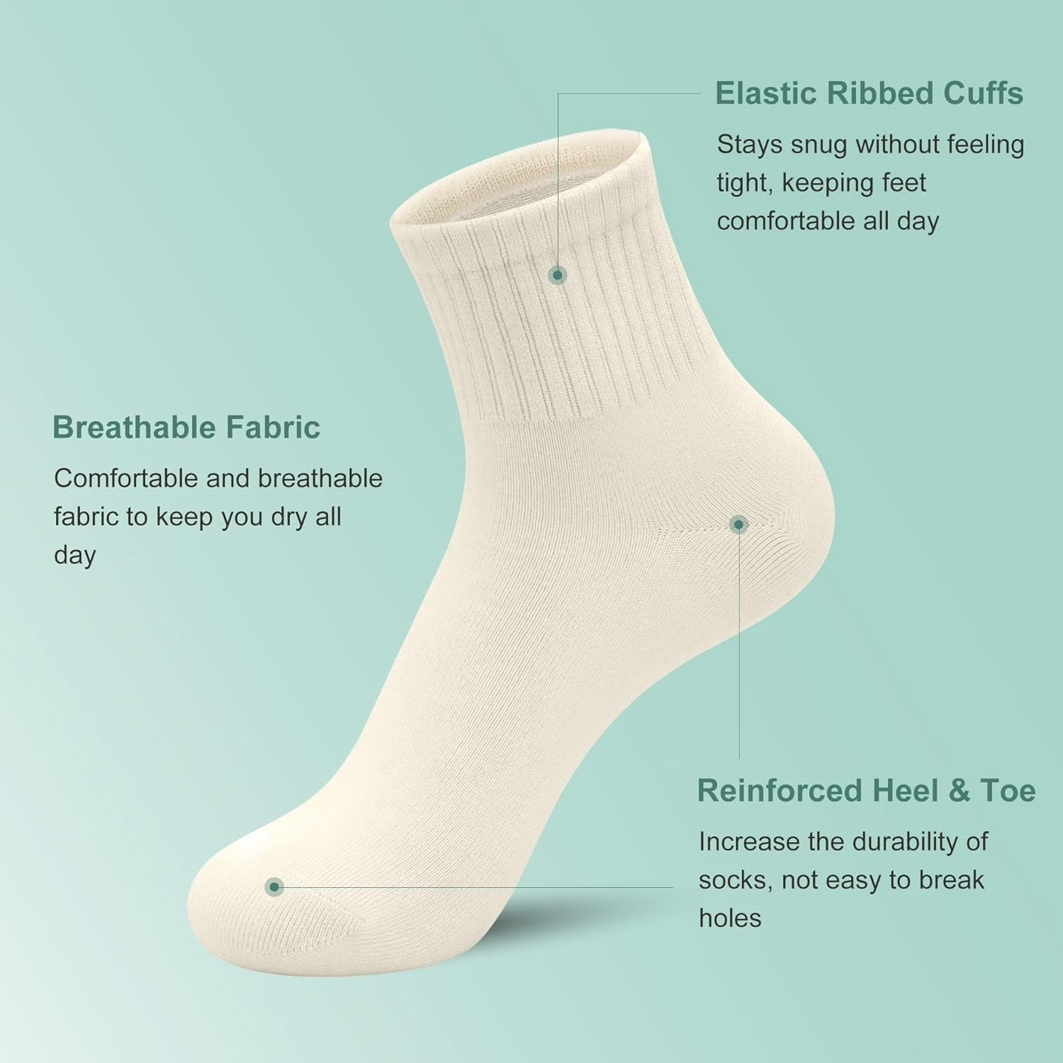 JUNXIAO-Women Cotton Quarter Socks Thin Mini Crew Elastic Casual Soft ...