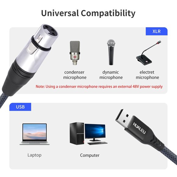 USB to XLR Microphone Converters and Audio Cables for Recording