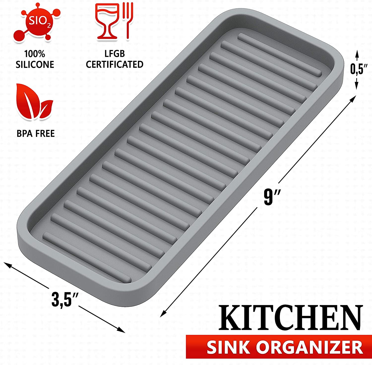 JUNXIAO-ZAPPOWARE Silicone Kitchen Sink Caddy Sponge Holder 9x3.5 (2 ...