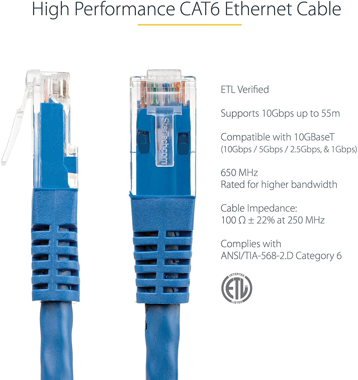 JUNXIAO-.com 15ft CAT6 Ethernet Cable - Blue CAT 6 Gigabit Ethernet ...