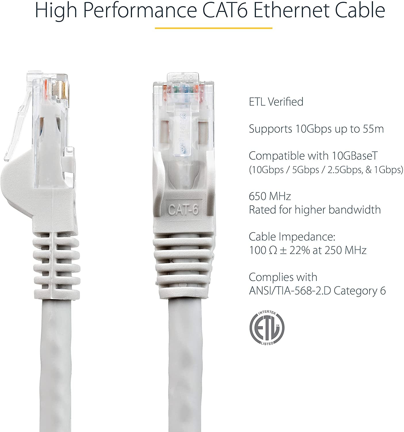 JUNXIAO-.com 9ft CAT6 Ethernet Cable - Gray CAT 6 Gigabit Ethernet Wire ...