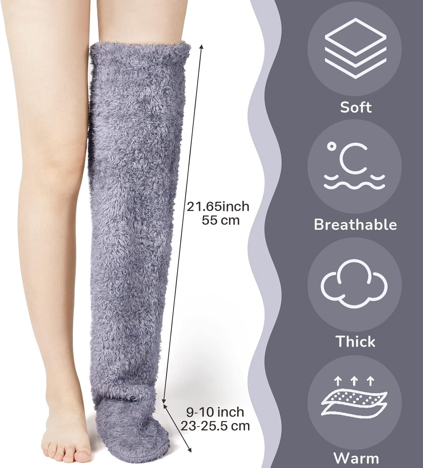 JUNXIAO-over Knee Thigh High Fuzzy Socks Furry Long Leg Warmer Women ...