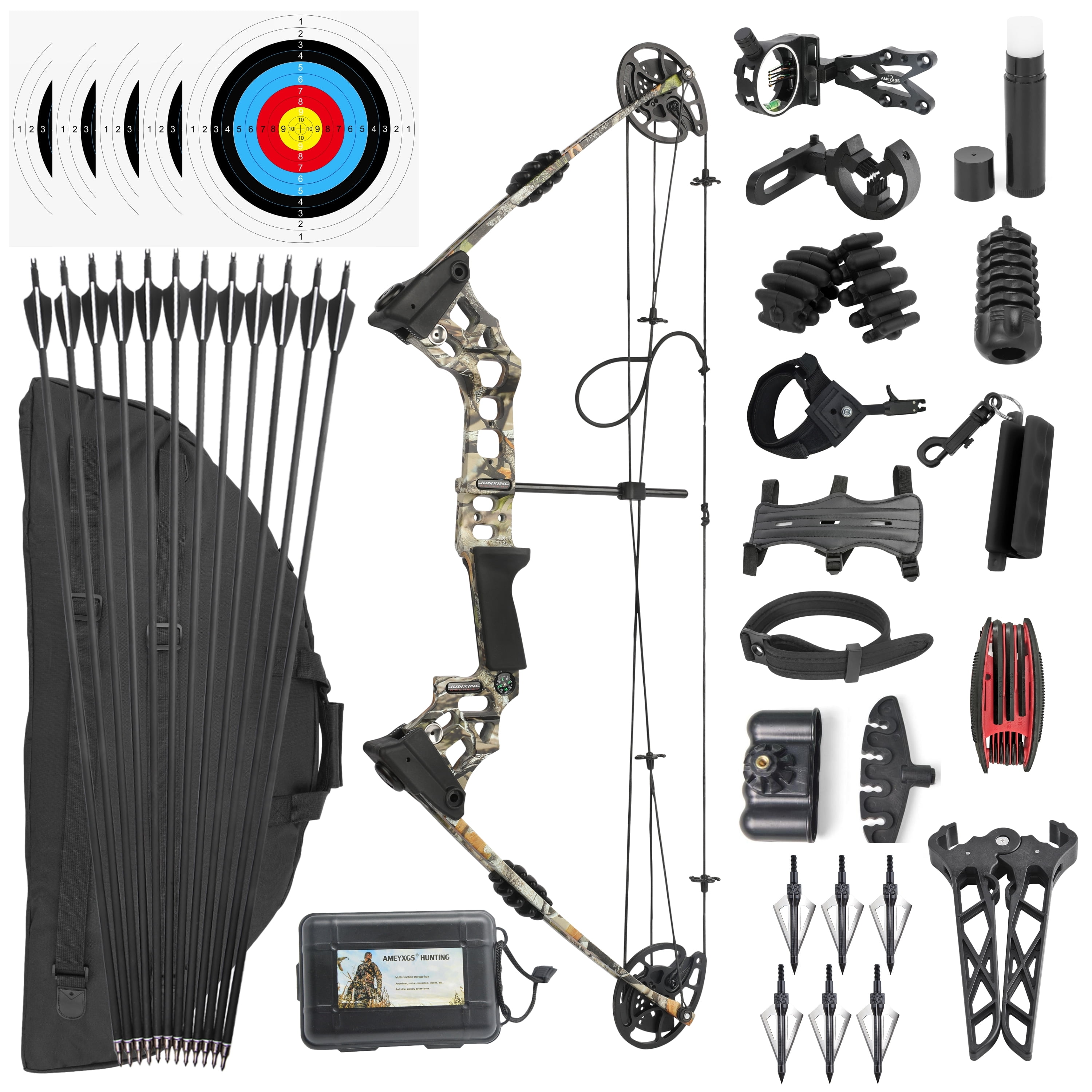 JUNXING Archery Compound Bow Set 20-70 LBS, Draw Length 24"-30", up to ...
