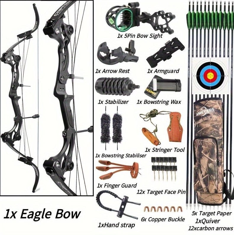 JUNXING F164 Eagle Recurve Bow 40-55lbs Hunting Archery - Walmart.com