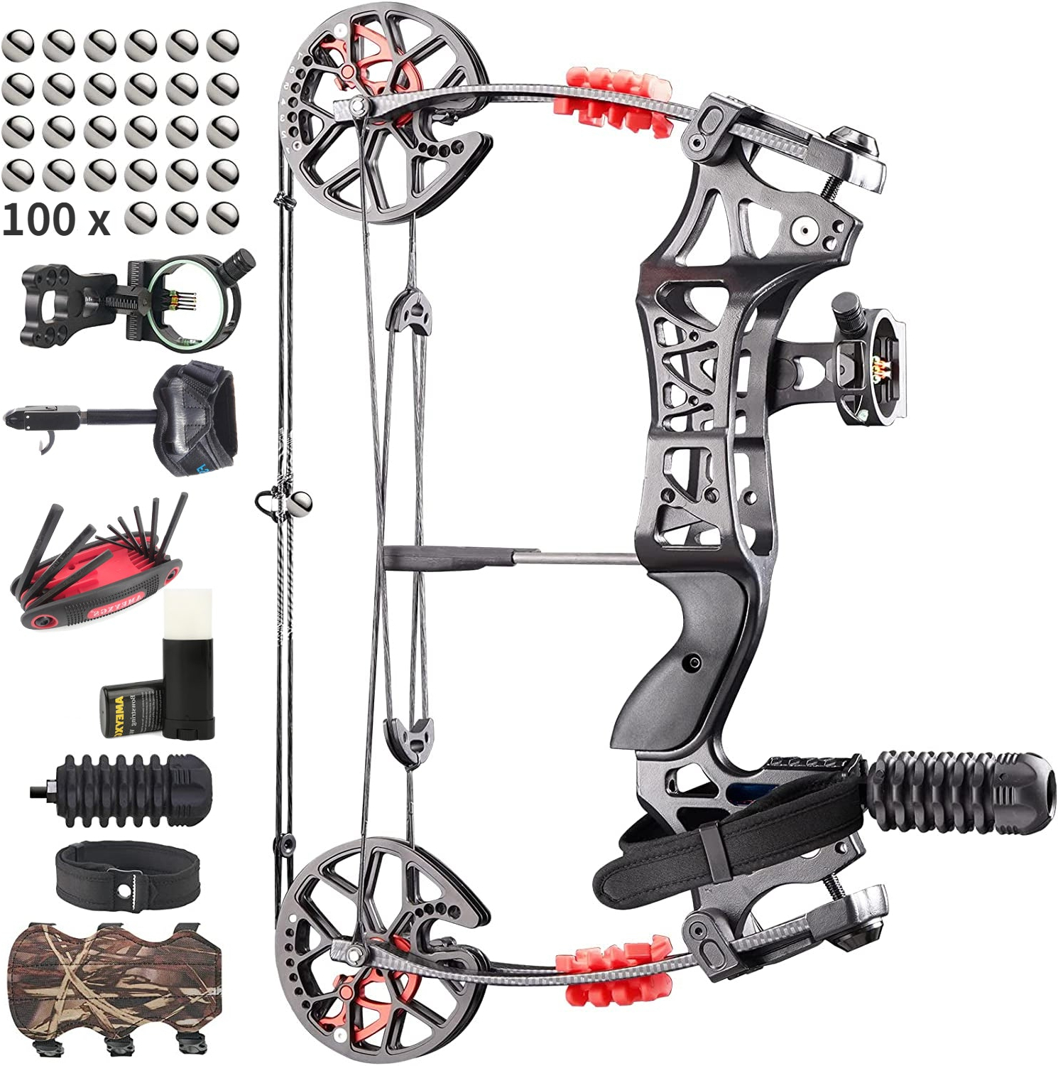 JUNXING M109E Compound Bow Kit with 100 Pcs Steel Balls - Walmart.com