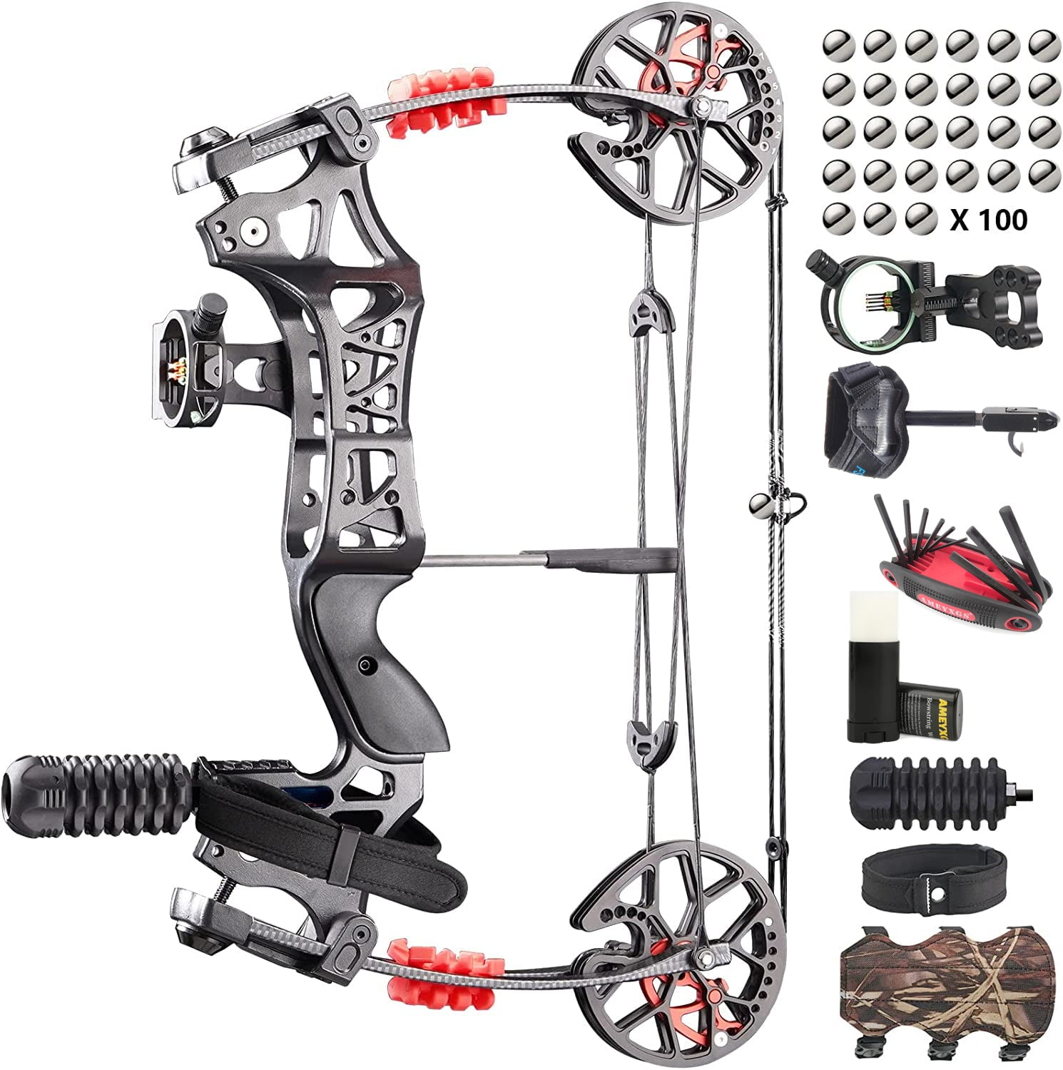 JUNXING M109E Compound Bow Kit with 100 Pcs Steel Balls - Walmart.com