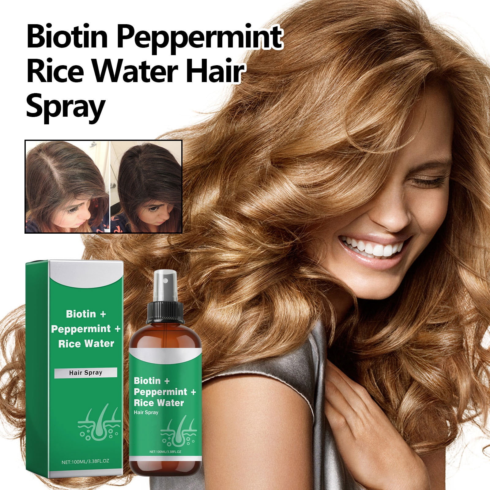 JUNYUI Peppermint Oil Rice Water Spray for . Vegan Leave in Conditioner ...